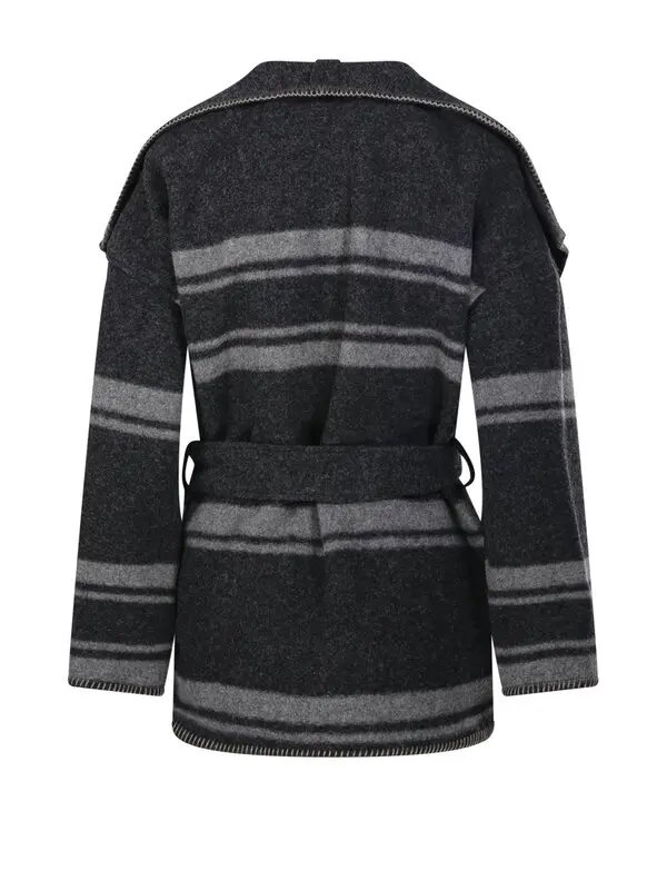 Isabel Marant Étoile Striped Wrap Belted Woolblend Coat