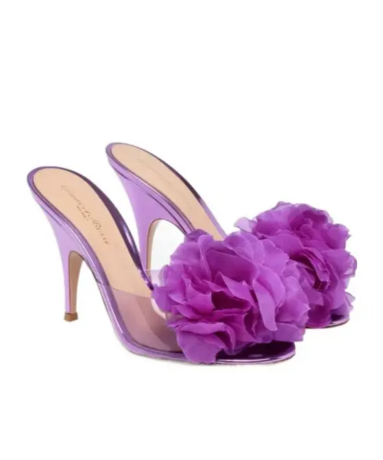 GIANVITO ROSSI Floral Stiletto Mule Sandals