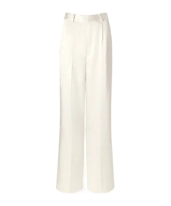 SELF-PORTRAIT Pleated Satin-finish Tailored Trousers