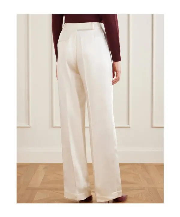 SELF-PORTRAIT Pleated Satin-finish Tailored Trousers
