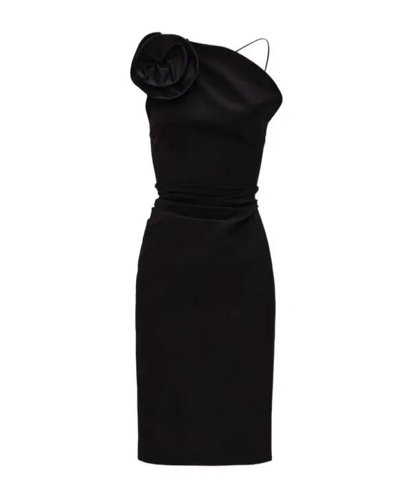 Magda Butrym Rosette-detail Ruched Midi Dress - Black