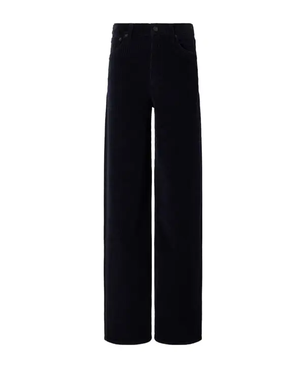 AGOLDE Ren Cotton-corduroy High-waist Wide-leg Pants - Navy