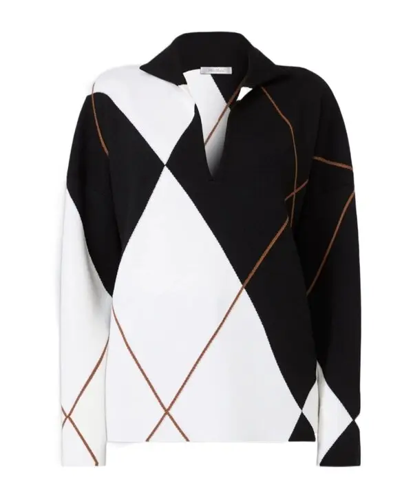 Max Mara Argyle Wool Yarn Sweater