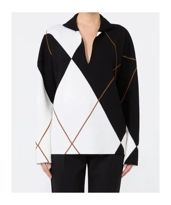 Max Mara Argyle Wool Yarn Sweater