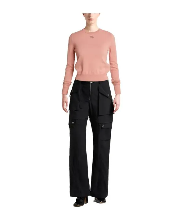 DIESEL® Solid-color Long-sleeve Knit Top - Pink