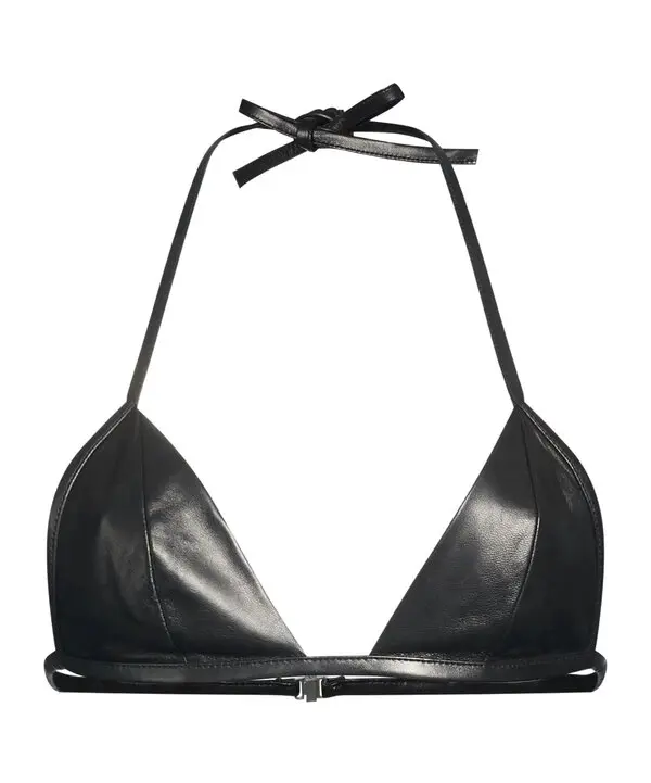 Rick Owens Solidcolor Sleeveless Leather Cropped Top