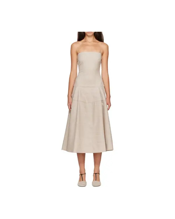 Jacquemus Paradiso Tiered Midi Dress - Light Beige