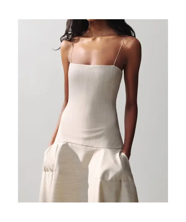 Jacquemus Paradiso Tiered Midi Dress - Light Beige