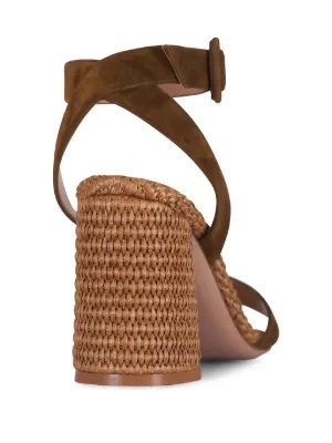 GIANVITO ROSSI Suede Woven Block Heel Sandals