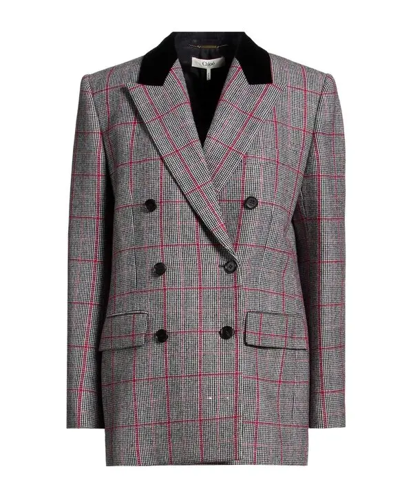 Chloé Plaid Double- Blazer - Grey