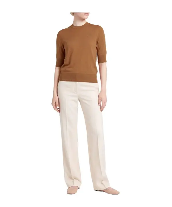 Chloé Solid-color Wool Short-sleeved Knit Top
