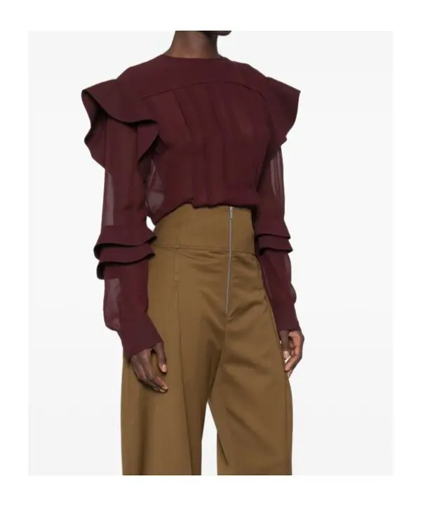 LANVIN Ruffled Sheer Blouse