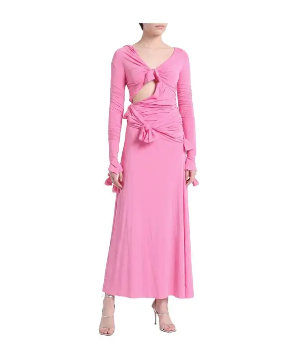 Balenciaga Minimal Ruchedsleeve Vneck Dress