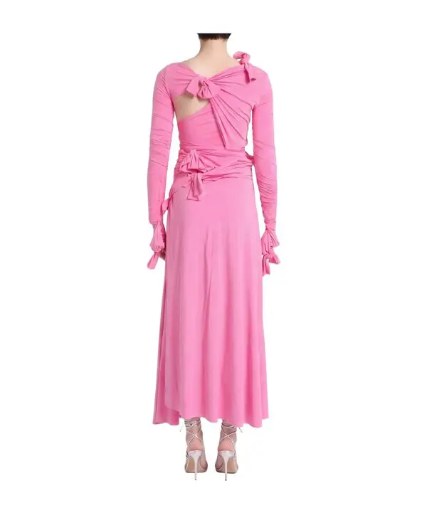 Balenciaga Minimal Ruchedsleeve Vneck Dress