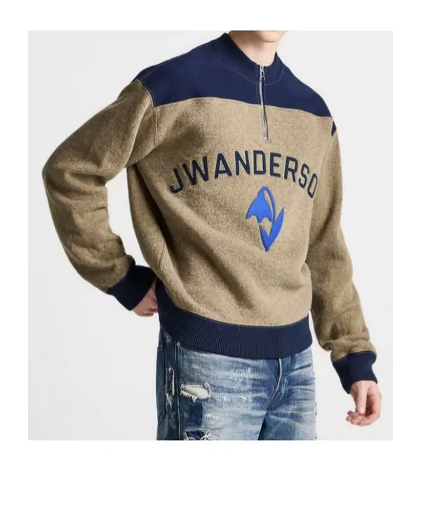 J.W.ANDERSON Half Zip Sweatshirt In Melange