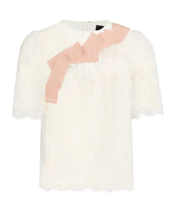 Dolce & Gabbana Solid-color Short-sleeve Lace Top