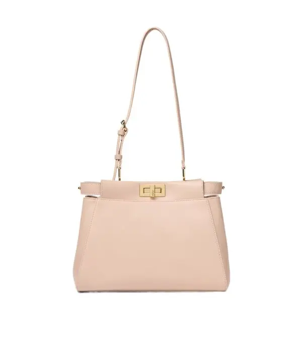 Fendi My Peekaboo Small Pink Leather Bag - Beige