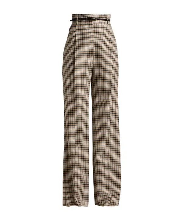 Max Mara Loose-fitting Plaid Wool Trousers