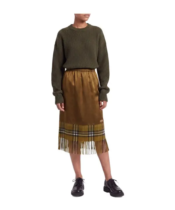 Burberry Multicolored Satin Midi Skirt
