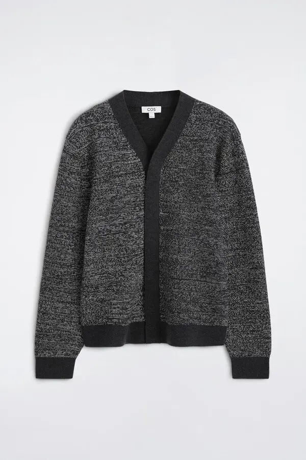 Cos Contrast-detail Wool V-neck Cardigan