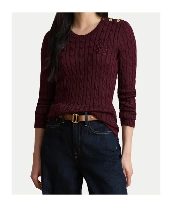 Ralph Lauren Buttoned-shoulder Cable-knit Sweater
