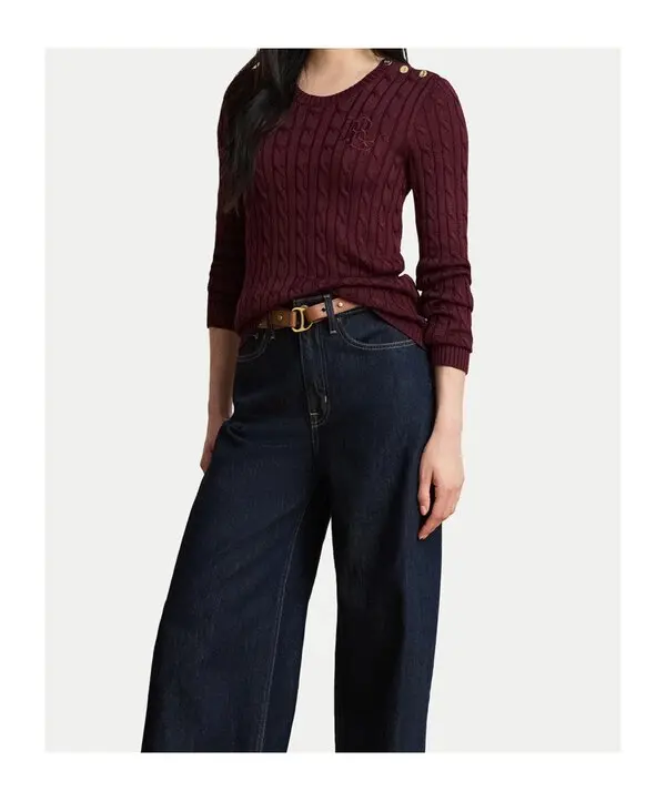 Ralph Lauren Buttoned-shoulder Cable-knit Sweater