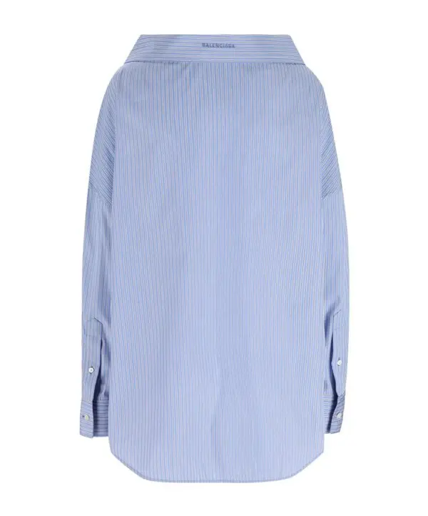 Balenciaga Oversized Striped Long-sleeve Shirt - Light Blue