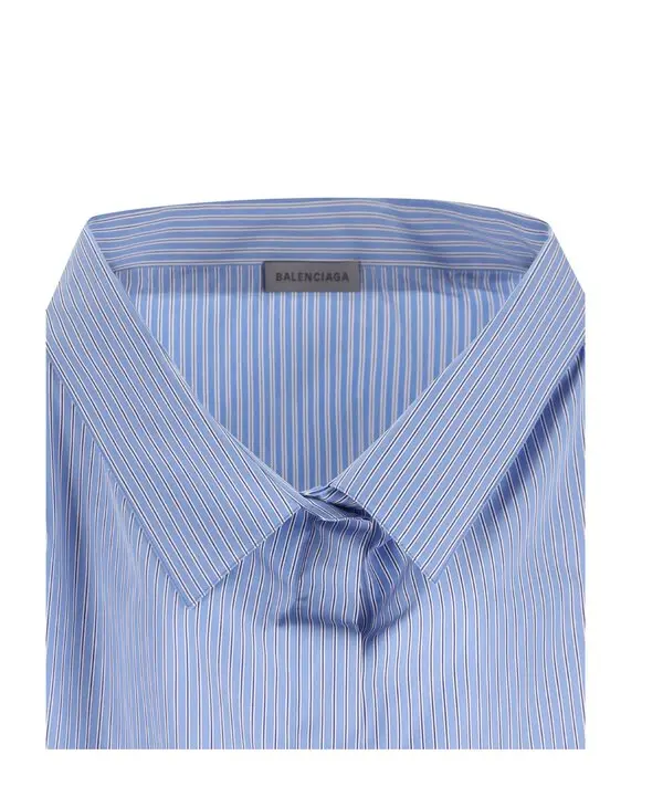 Balenciaga Oversized Striped Long-sleeve Shirt - Light Blue