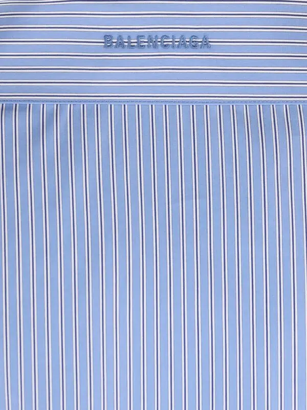 Balenciaga Oversized Striped Long-sleeve Shirt - Light Blue