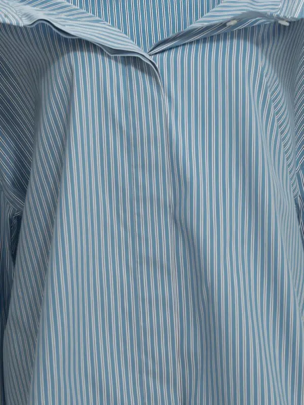Balenciaga Oversized Striped Long-sleeve Shirt - Light Blue