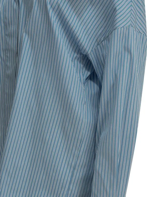 Balenciaga Oversized Striped Long-sleeve Shirt - Light Blue