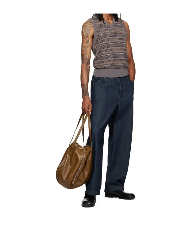 LEMAIRE Helmet Bag In Grained Paper Leather