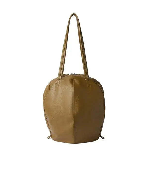 LEMAIRE Helmet Bag In Grained Paper Leather - Bronzed Olive