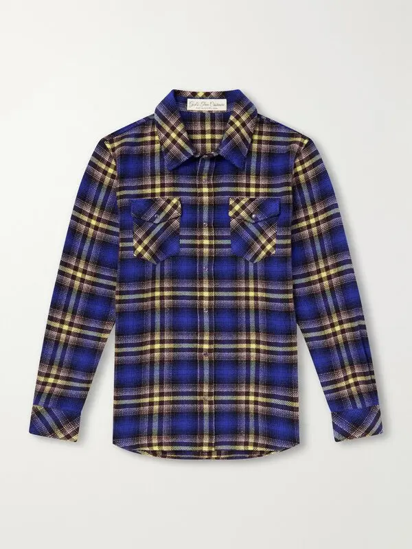GOD'S TRUE CASHMERE Checked Cashmere Shirt - Blue