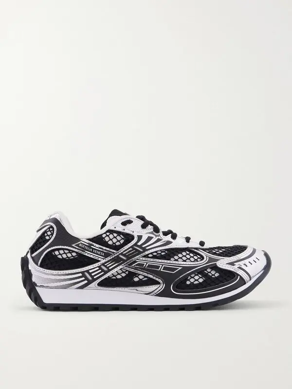 Bottega Veneta Orbit Metallic Mesh Sneakers - Black