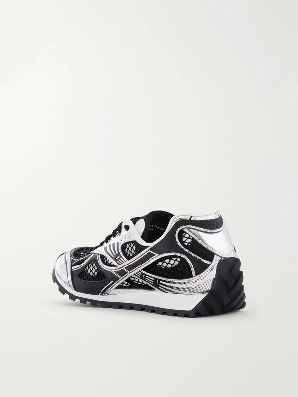 Bottega Veneta Orbit Metallic Mesh Sneakers - Black