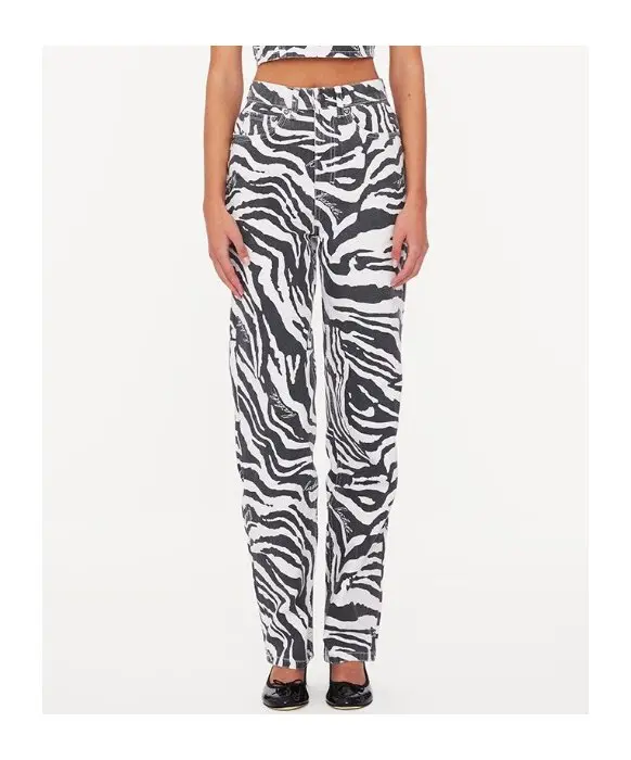 ROTATE BY BIRGER CHRISTENSEN Zebra Printed Straight Leg Jeans