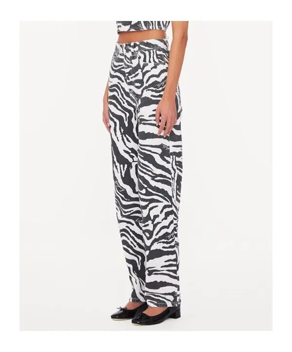 ROTATE BY BIRGER CHRISTENSEN Zebra Printed Straight Leg Jeans