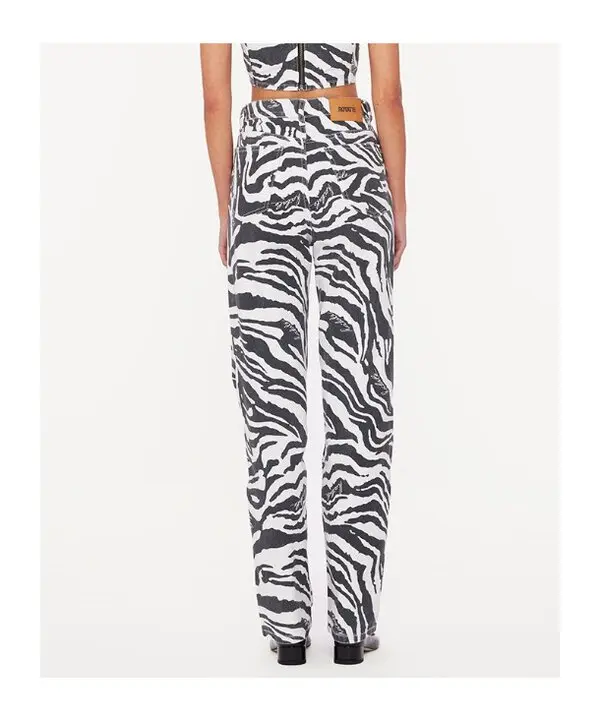 ROTATE BY BIRGER CHRISTENSEN Zebra Printed Straight Leg Jeans