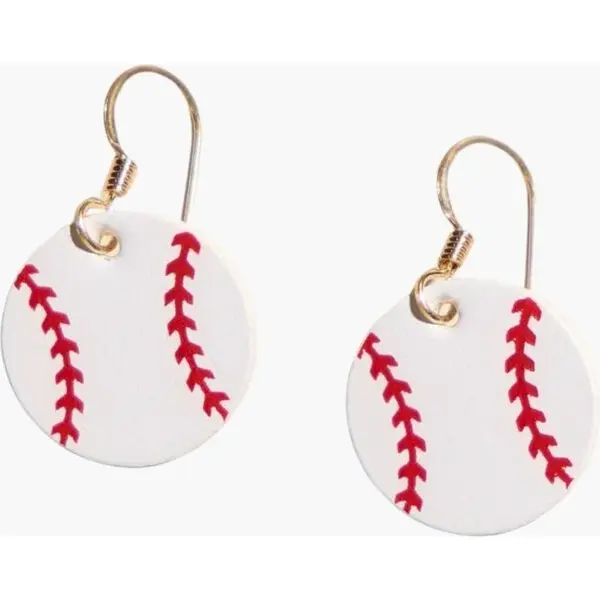 NICKEL & SUEDE Mini Slugger Baseball Earrings - White