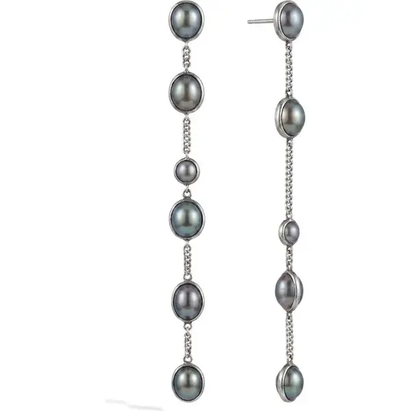 AWE INSPIRED Spellbound Sterling Silver Pearl Linear Drop Earrings
