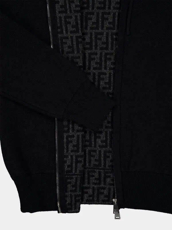 Fendi Zip-up Hooded Sweatshirt - Black