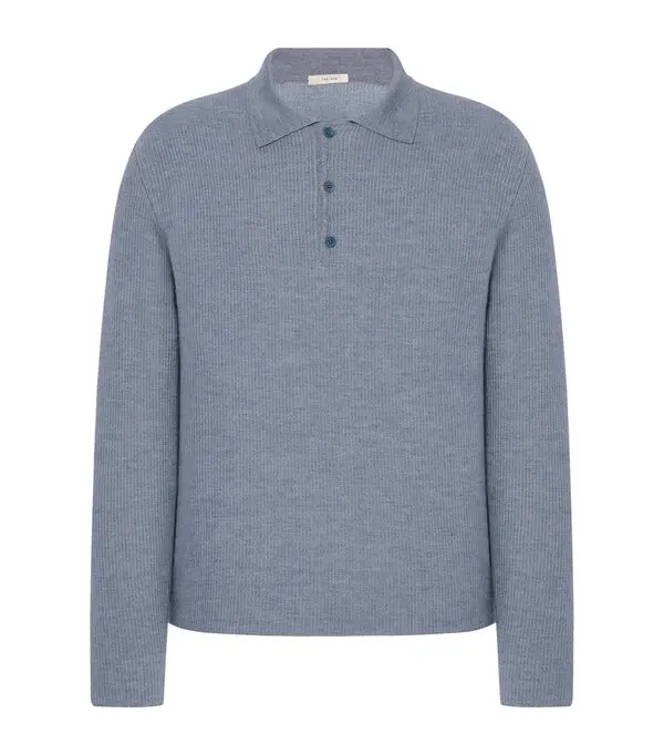 THE ROW Bertram Cashmere Long-sleeve Polo Shirt - Grey