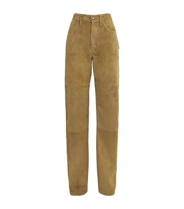 Altuzarra Suede Mills Straight Trousers - Brown