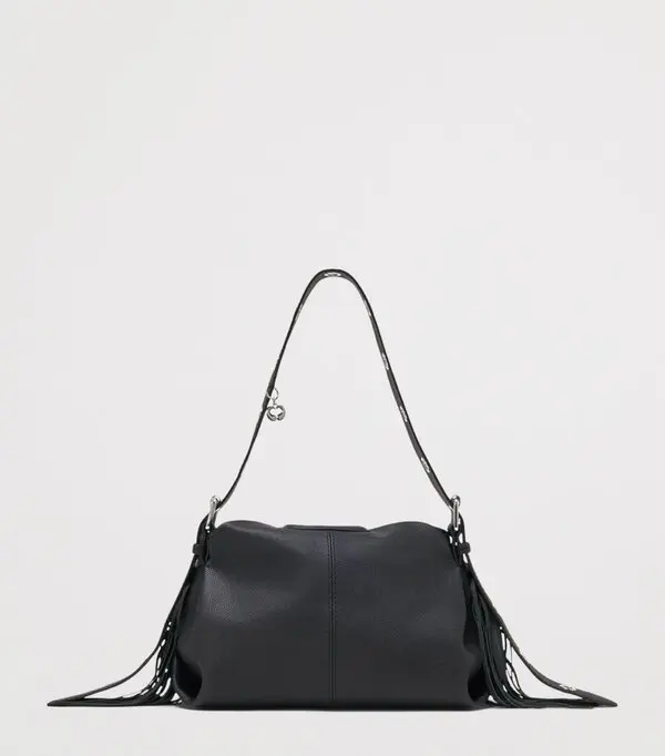 Maje Grained Leather Miss M Shoulder Bag - Black