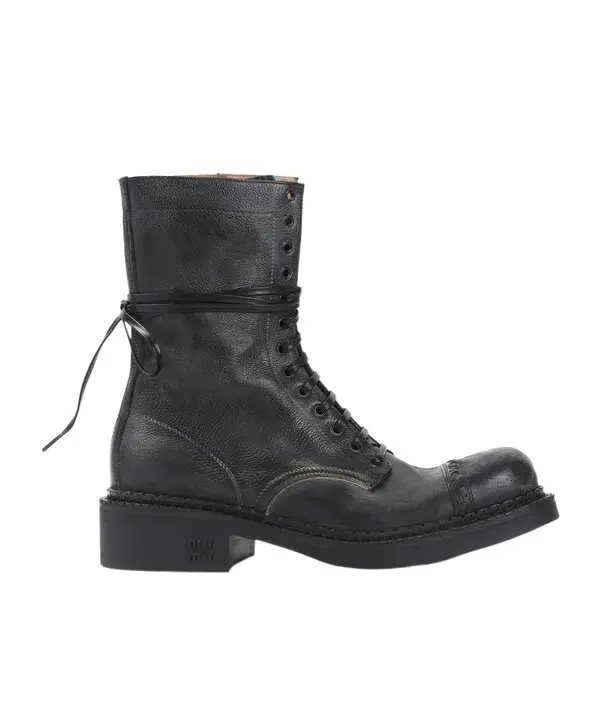 Miu Miu Lace-up Leather Boots