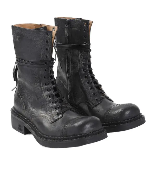 Miu Miu Lace-up Leather Boots