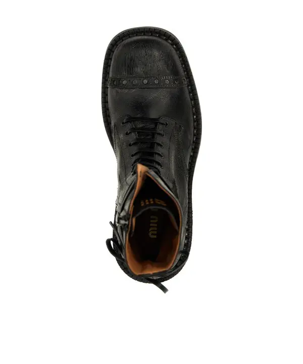 Miu Miu Lace-up Leather Boots