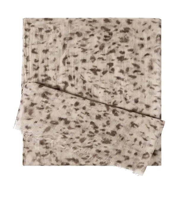Brunello Cucinelli Cashmere Lynx-print Scarf - Beige