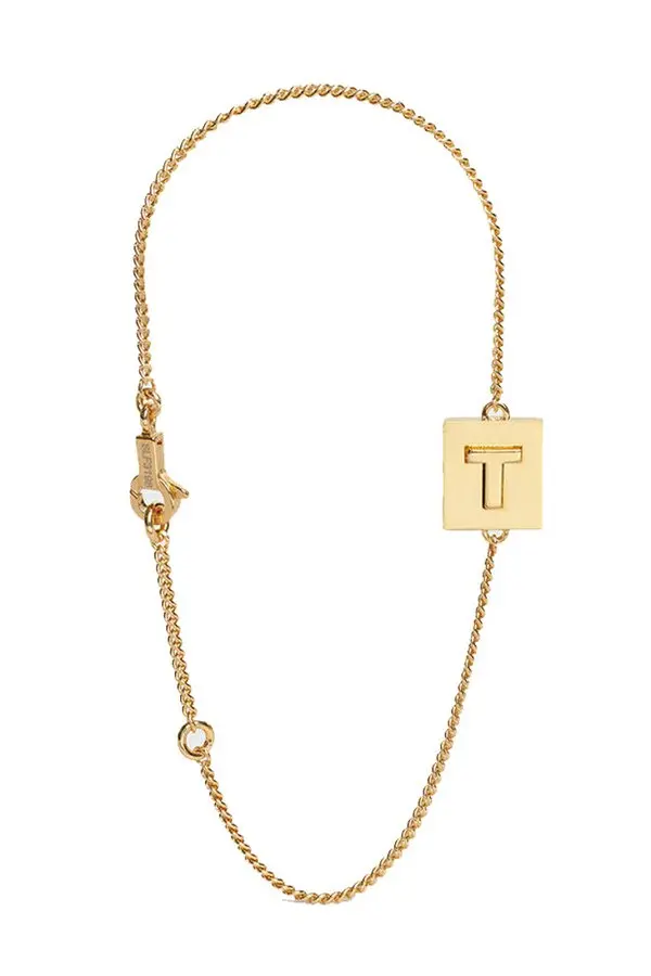 Celine Alphabet T Bracelet In Brass